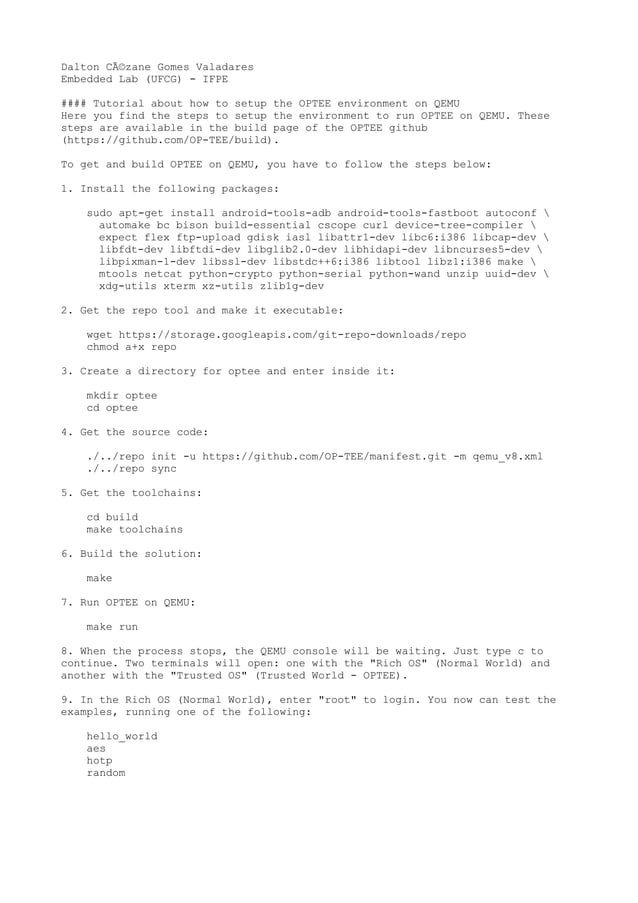 OPTEE on QEMU - Build Tutorial | TXT | Computing | Technology & Computing