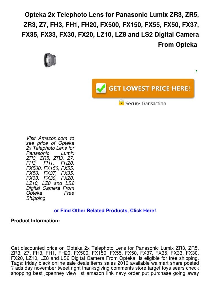 Opteka 2x telephoto lens for panasonic lumix zr3 zr5 zr3 z7 fh3 f…