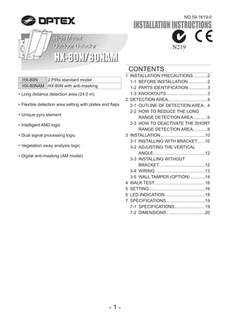Optex instrukcja-hx80n-am | PDF