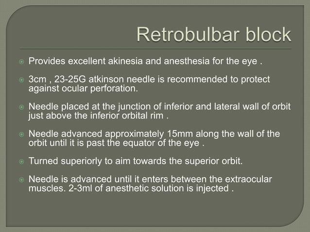 anesthesia for ophthalmological surgeries | PPTX