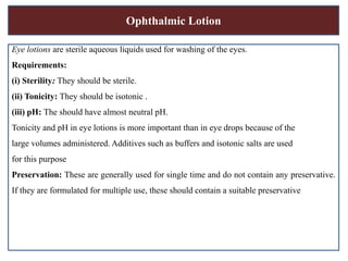 Industrial Pharmacy- I Ophthalmic preparation part 2 | PPTX
