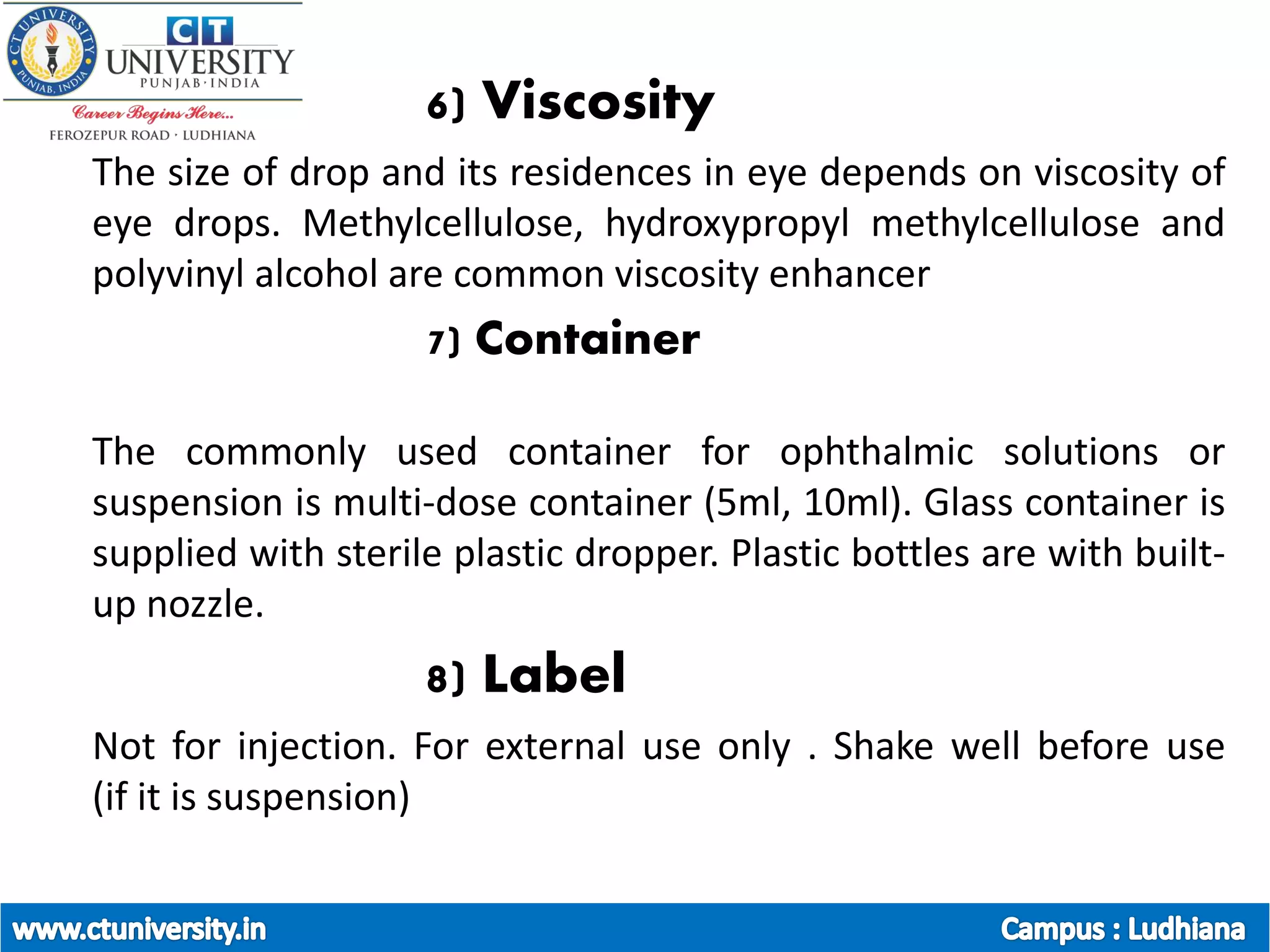 Ophthalmic preparation | PPTX