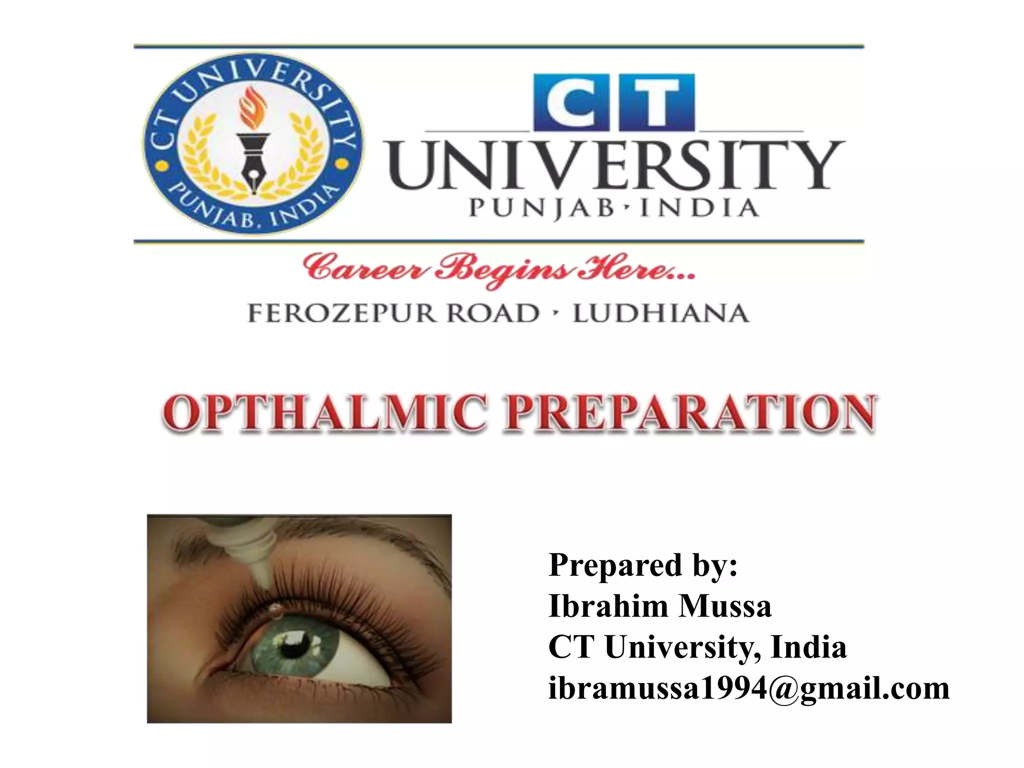 Opthalmic preparation | PPT