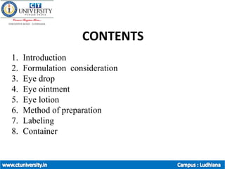 Ophthalmic preparation | PPTX