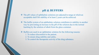 opthalmic preparations, Classification,factors affecting for the drug ...