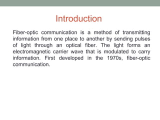 Optical fiber communication | PPT | Computer Networking | Computing