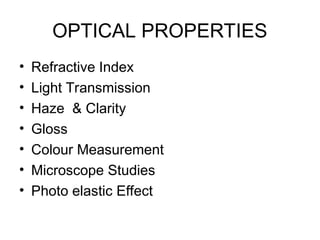 optical property of plastics used for transparent applications | PPT ...