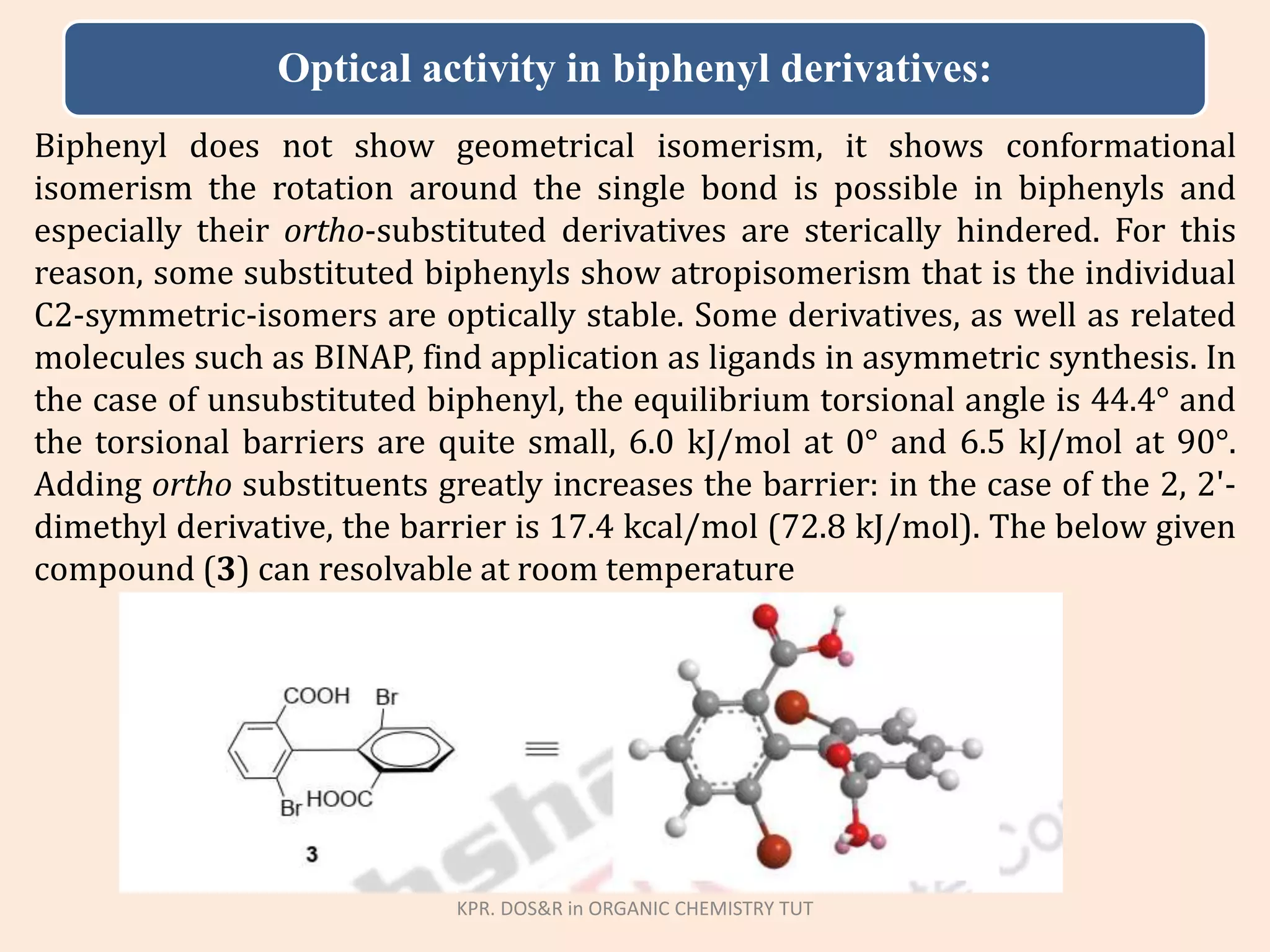 Biphenyl derivatives & Atropisomerism | PPTX