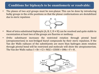 Biphenyl derivatives & Atropisomerism | PPTX