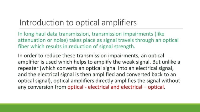 A PowerPoint presentation on Optical Amplifiers.pptx