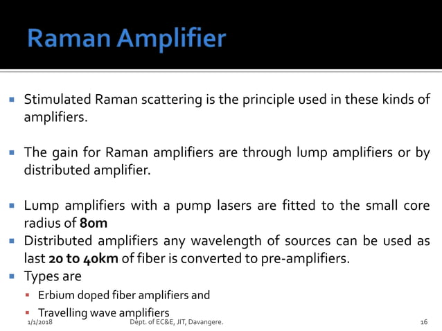 Optical amplifiers and networking | PPT