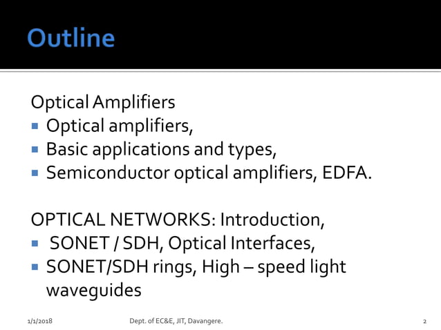 Optical amplifiers and networking | PPT