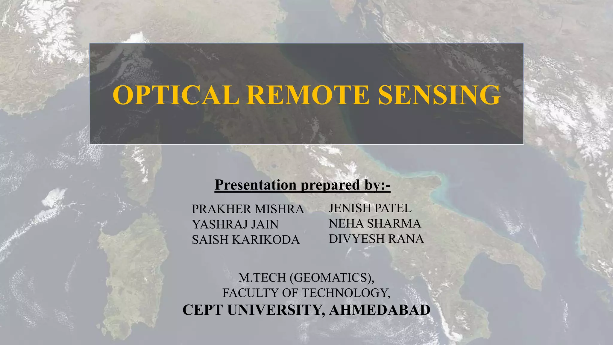Optical and infrared remote sensing | PPTX | Geography | Science