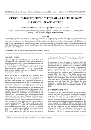 Optical and surface properties of al doped ga2 o3 by | PDF | Chemistry | Science