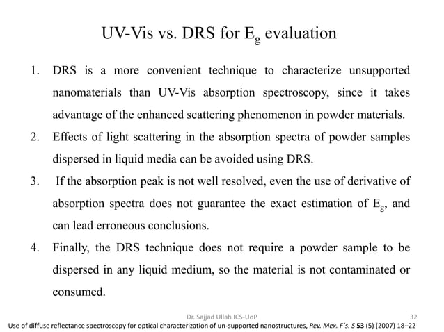Optical band gap measurement by diffuse reflectance spectroscopy (drs ...