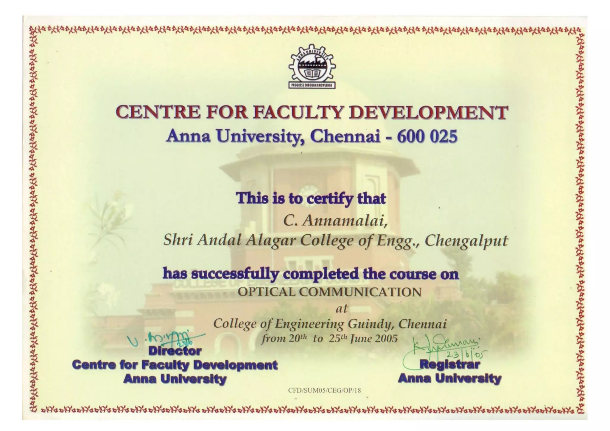 Certificate On Optical Communication | PDF