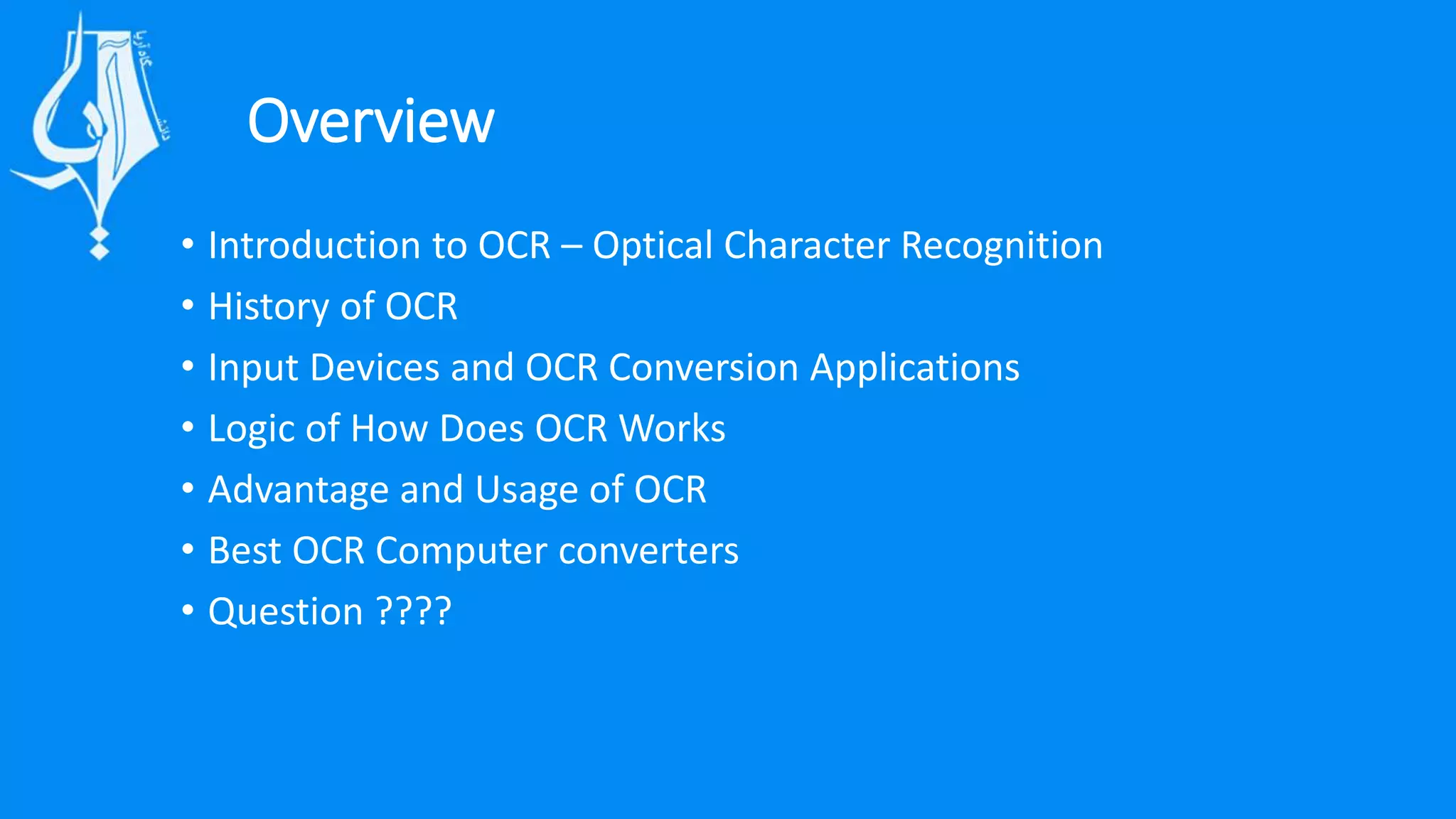 Optical Character Recognition Pptx Computing Technology And Computing