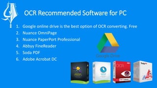 Optical Character Recognition | PPTX | Computing | Technology & Computing