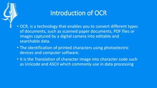 Optical Character Recognition | PPTX | Computing | Technology & Computing
