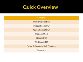 Final Report on Optical Character Recognition | PPT