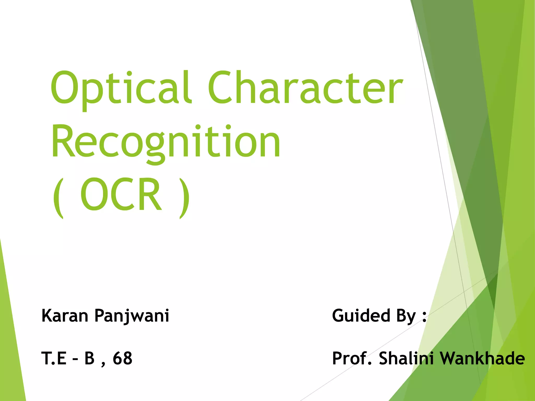 Optical Character Recognition( OCR ) | PPTX