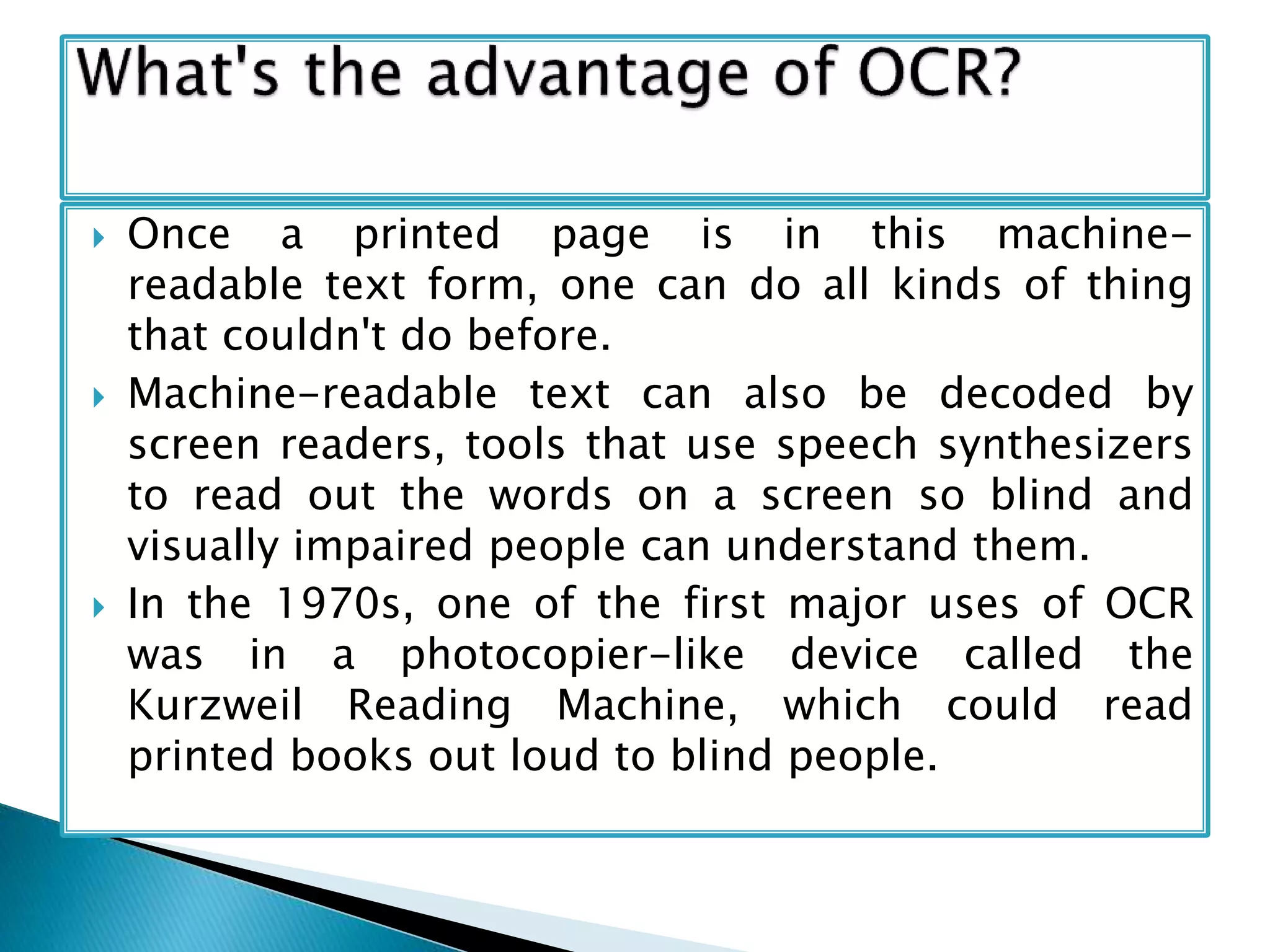 Optical Character Recognition Ocr Ppt Pptx
