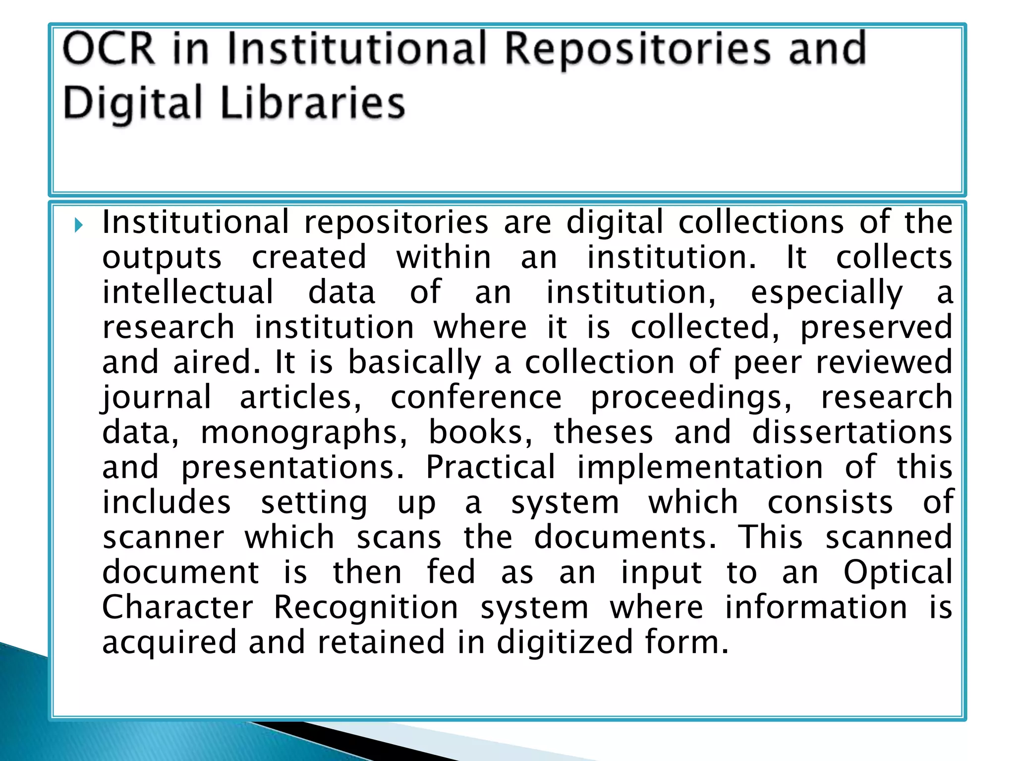Optical character recognition (ocr) ppt | PPTX