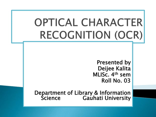 Optical Character Recognition Ocr Ppt Pptx Desktop Publishing Computer Software And