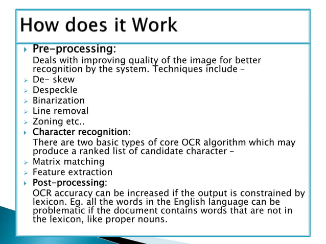 Optical character recognition (ocr) ppt | PPTX | Desktop Publishing ...