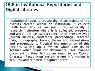 Optical character recognition (ocr) ppt | PPTX