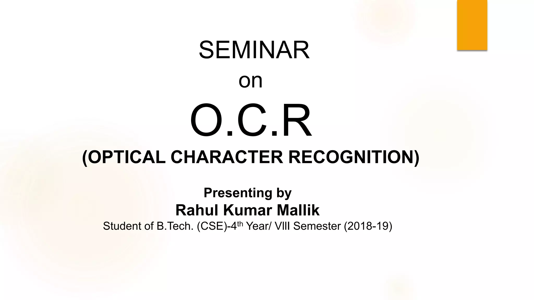 Optical Character Recognition | PPT