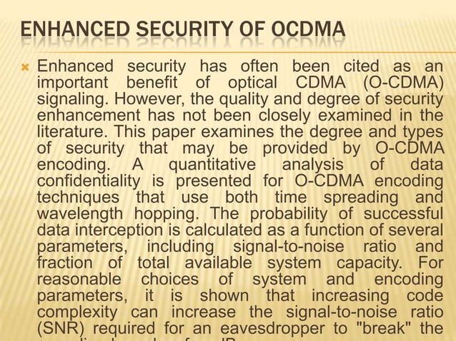 Optical code division multiple access | PPTX