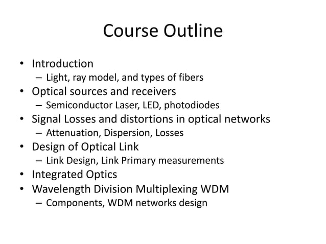 Optical Communications Systems Lecture 1(1).pptx | Free Download