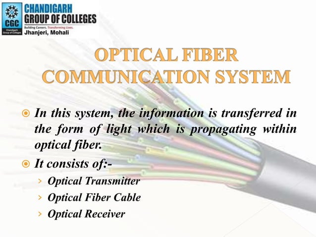 OPTICAL COMMUNICATION SYSTEM ppt of optical fibre communication | PPT