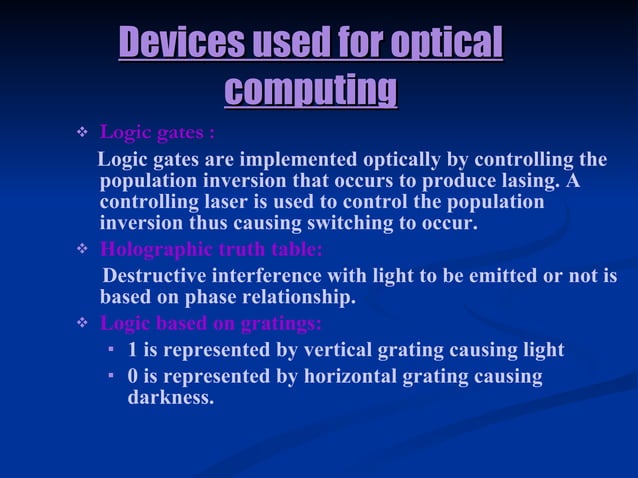 Optical Computing Technology | PPT | Physics | Science