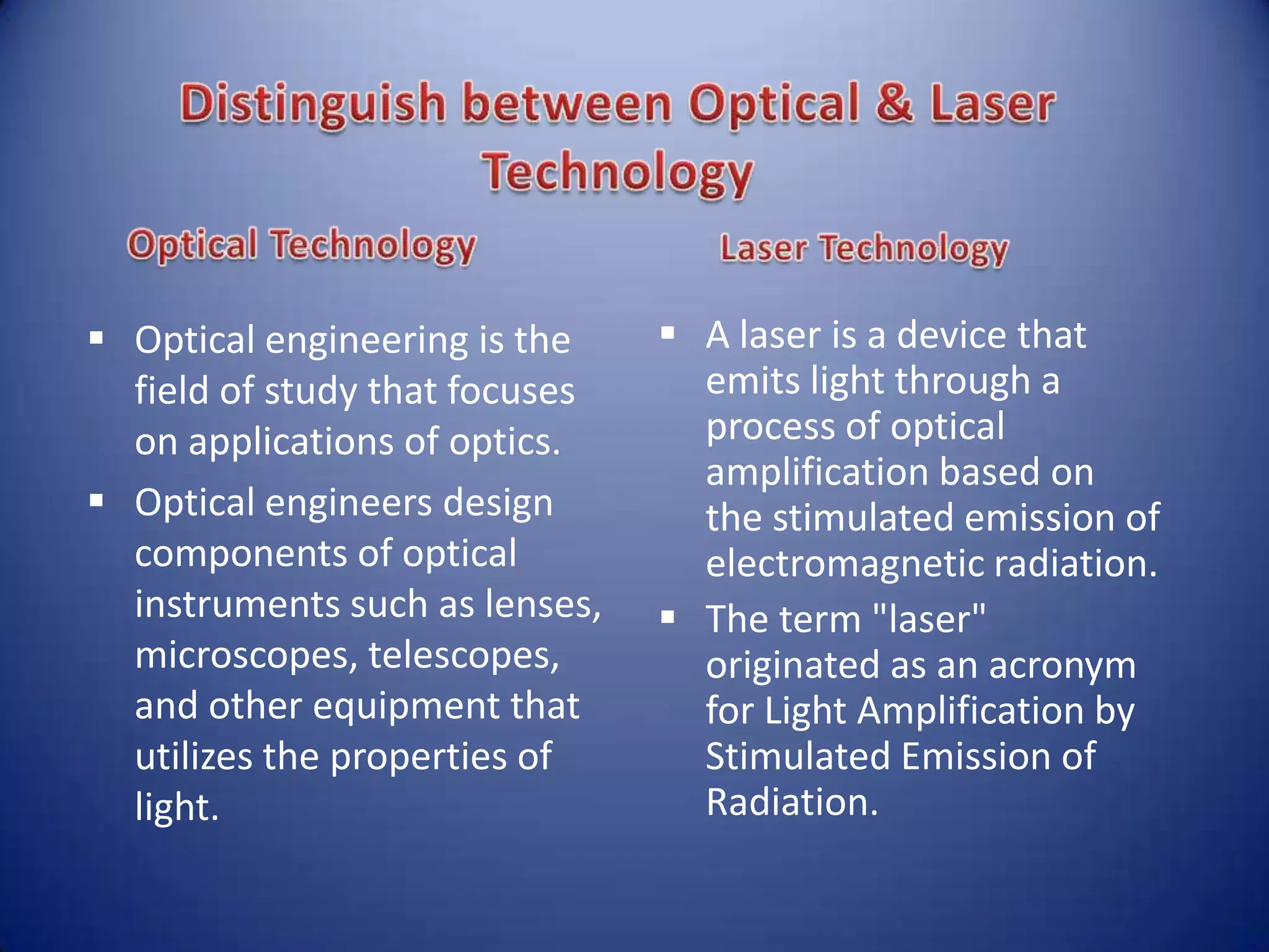 Optical Engineering | PPTX