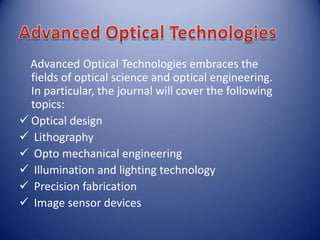 Optical Engineering | PPTX