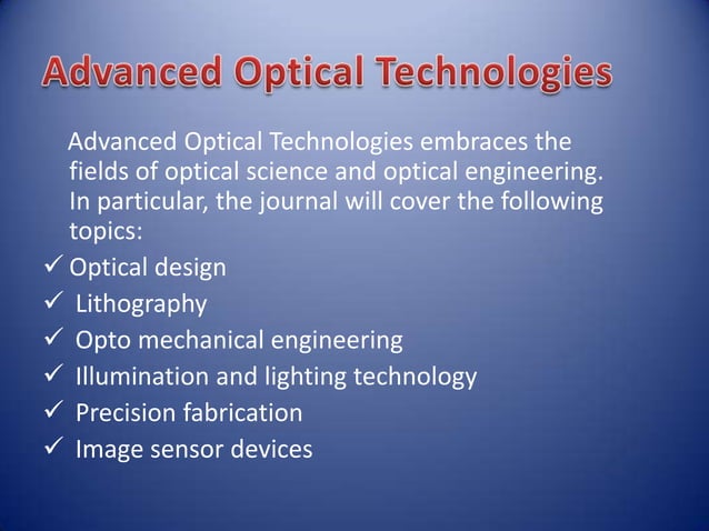 Optical Engineering | PPTX | Physics | Science