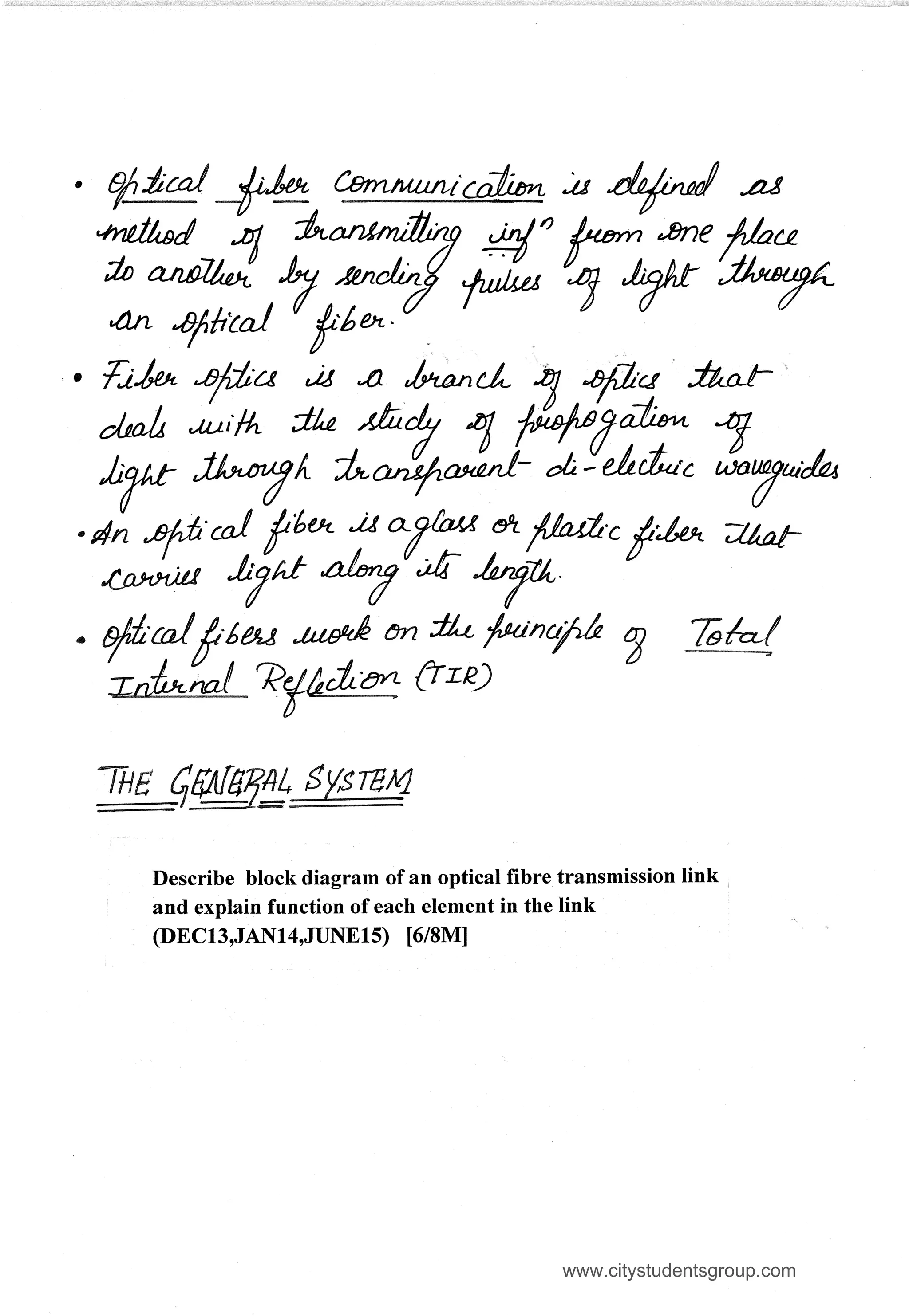 Optical fiber communication (Unit 1) notes written by Spoorti Arun ...
