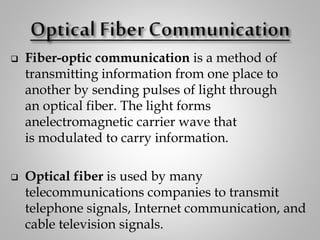 Optical fiber communiction | PPTX