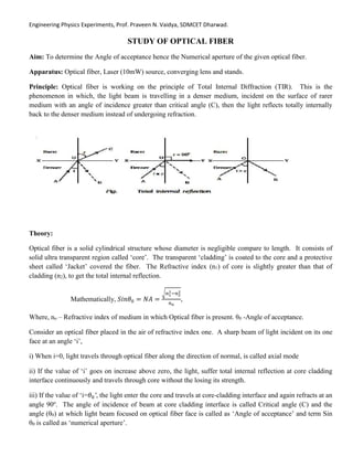 Optical fiber Experiment.docx | Physics | Science