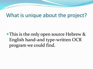 Optical hebrew character recognition | PPTX