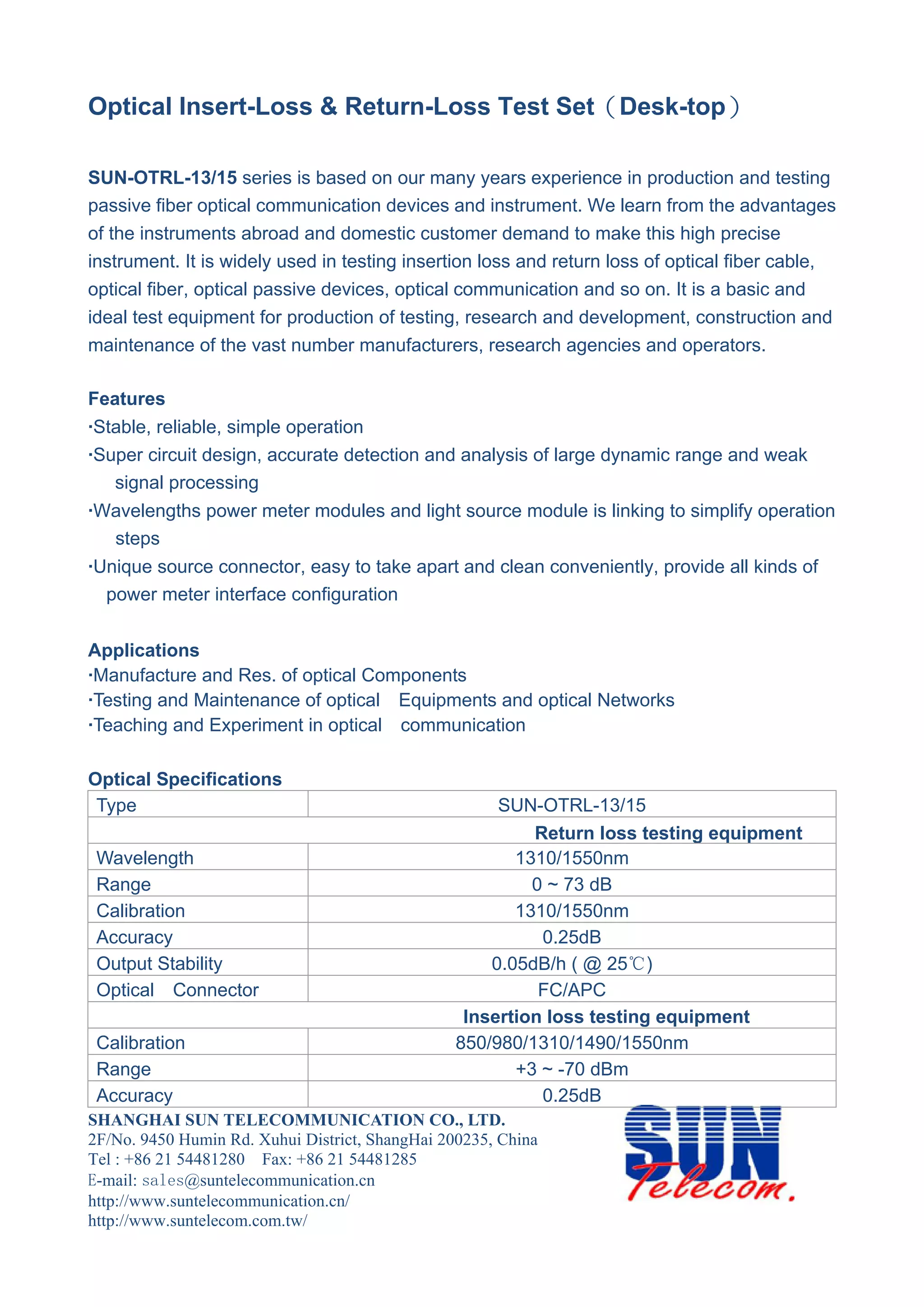 Optical Insert Loss&Return Loss Test Set | PDF | Science