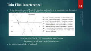 Optical Instrumentation 3. Interference | PDF