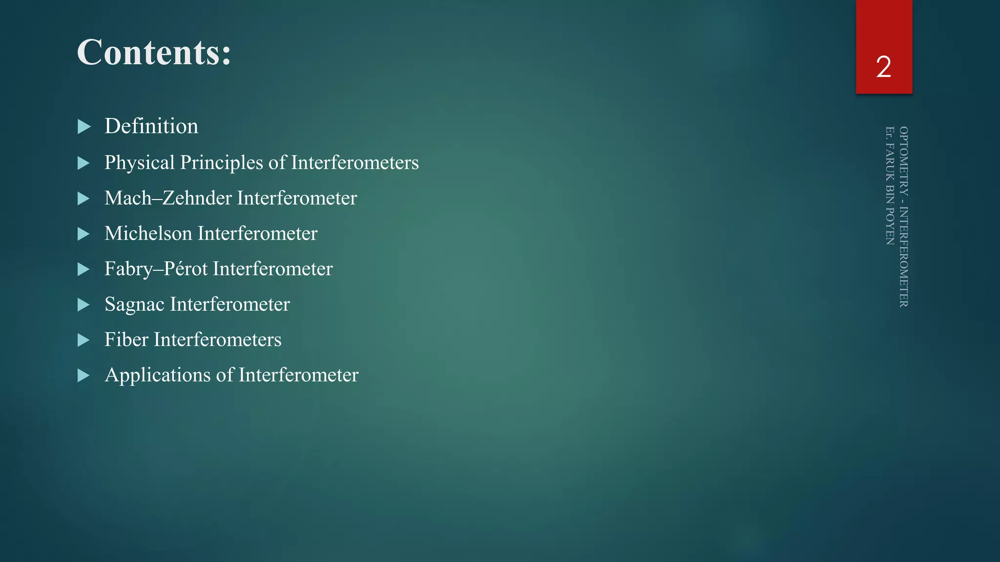 Optical Instrumentation 9. Interferometer | PDF