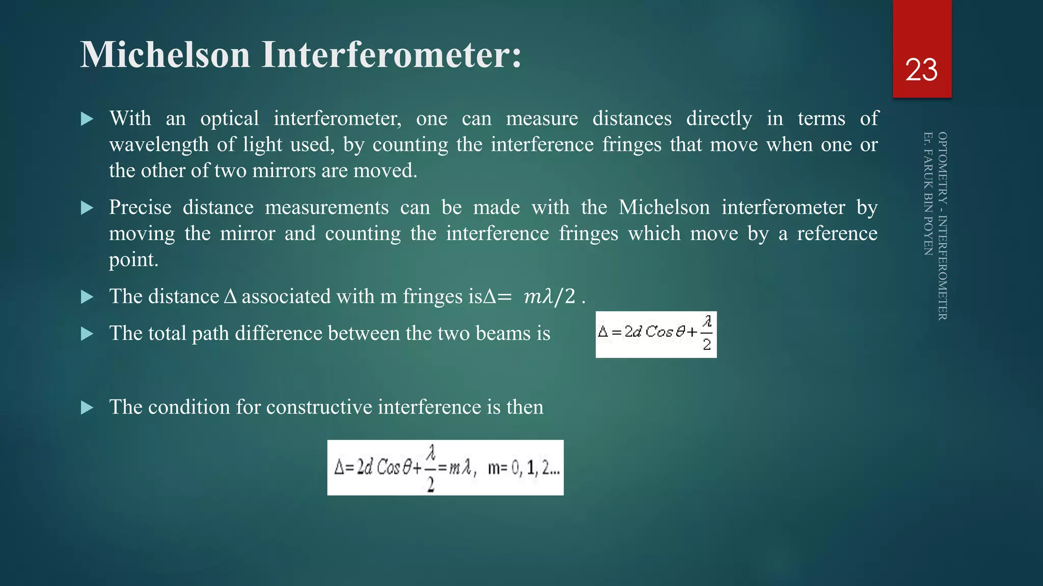 Optical Instrumentation 9. Interferometer | PDF