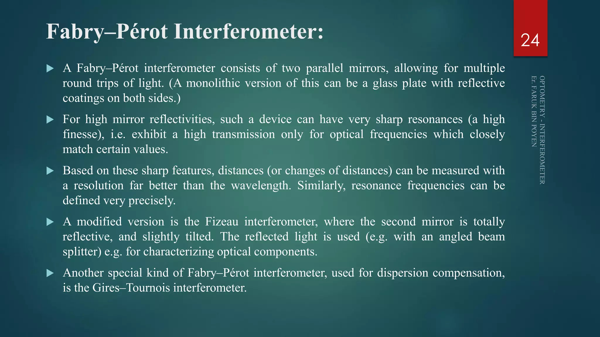 Optical Instrumentation 9. Interferometer | PDF