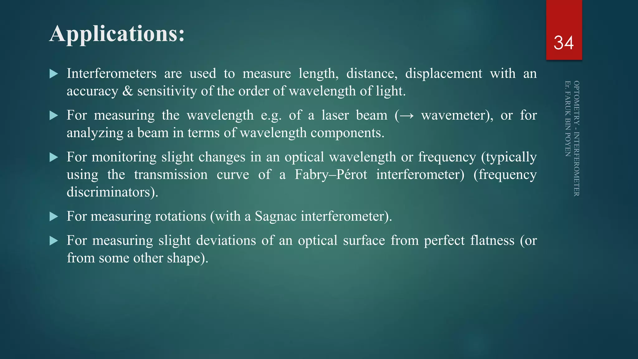 Optical Instrumentation 9. Interferometer | PDF