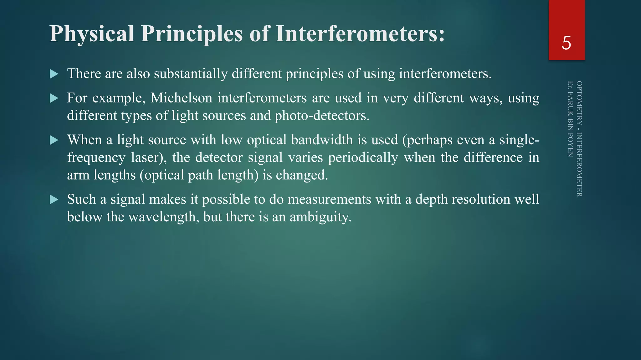 Optical Instrumentation 9. Interferometer | PDF