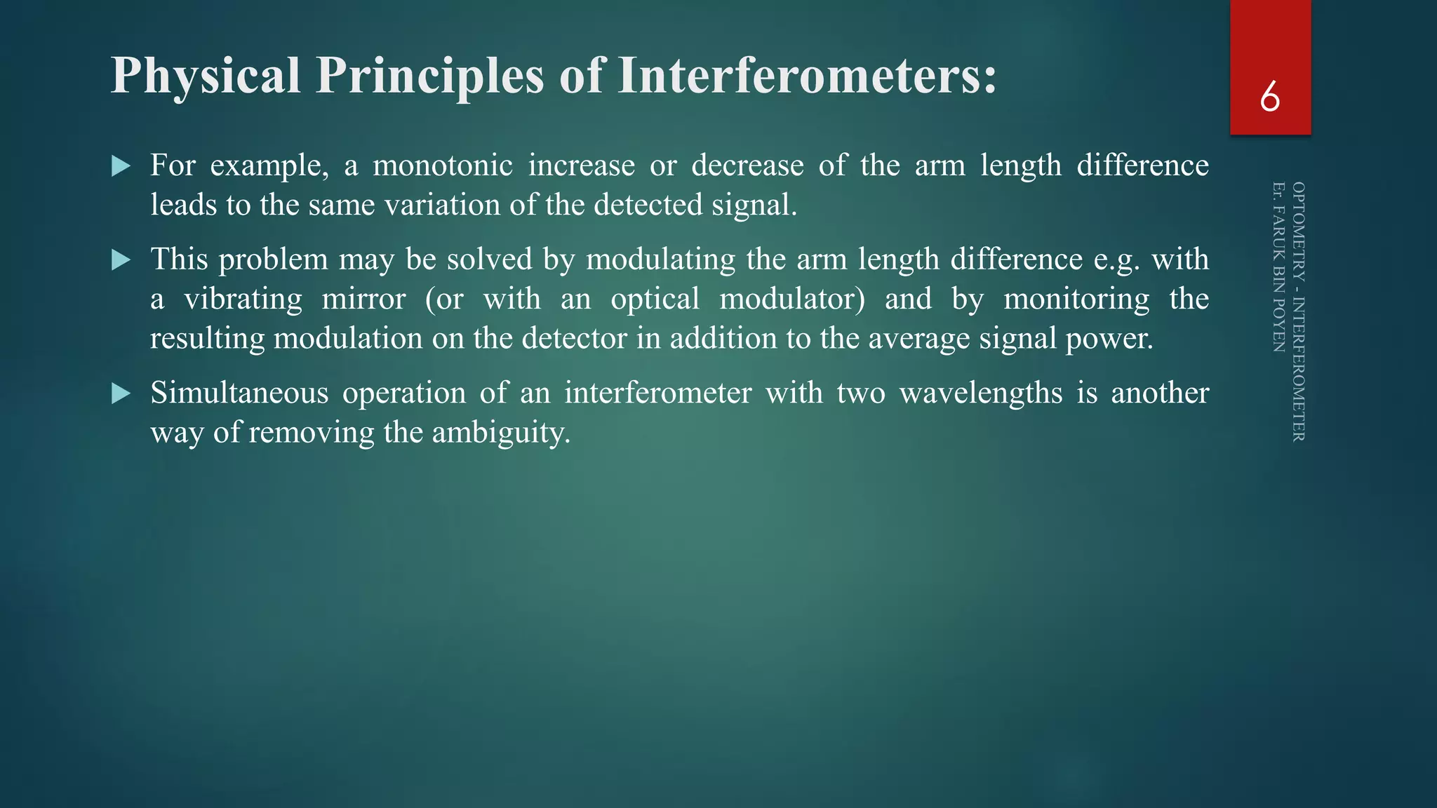 Optical Instrumentation 9. Interferometer | PDF